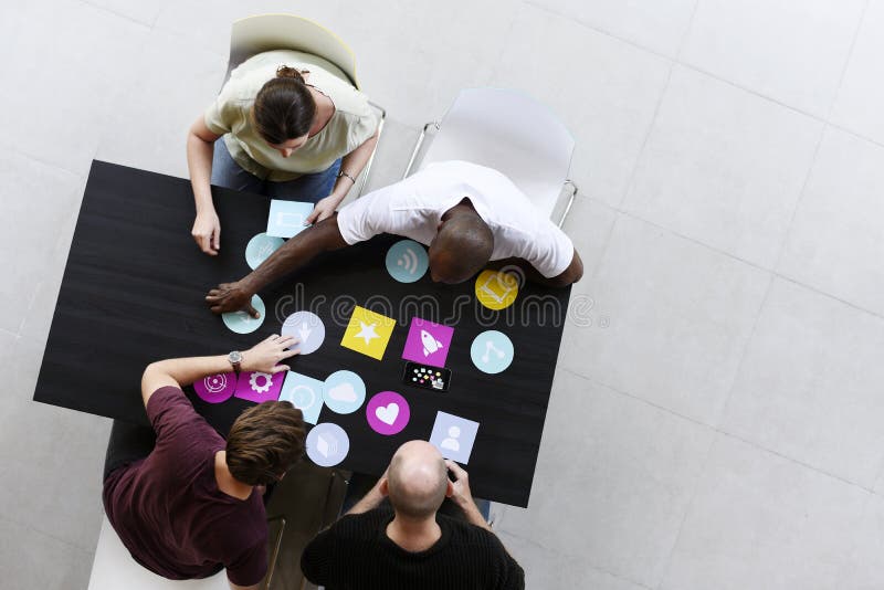 People Working Choosing Internet Connection Network Paper Sign Stock ...