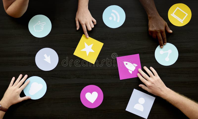 People Working Choosing Internet Connection Network Paper Sign Stock ...