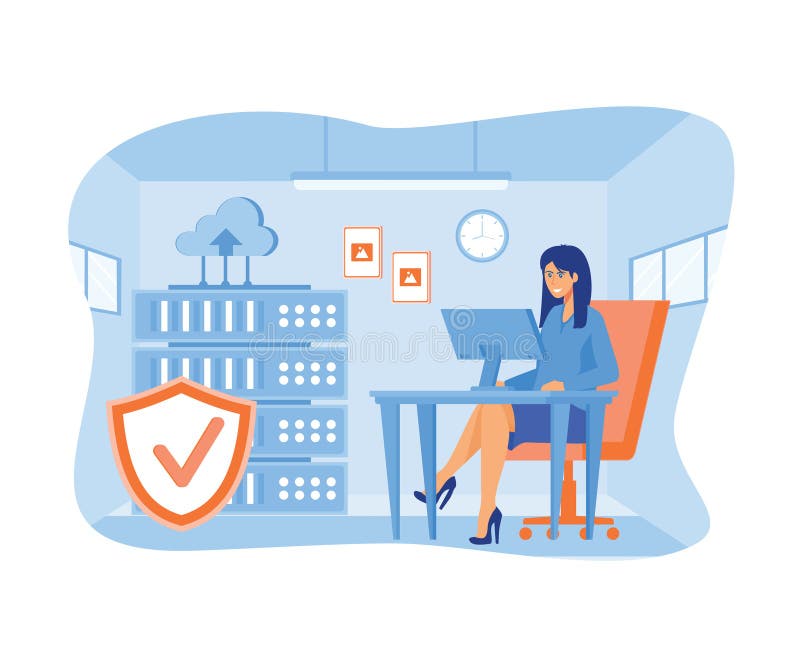 People Working on Computer and Doing Technical Work with Server Concept ...