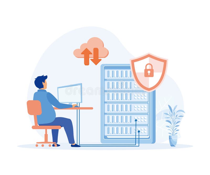 People Working on Computer and Doing Technical Work, Server Maintenance ...