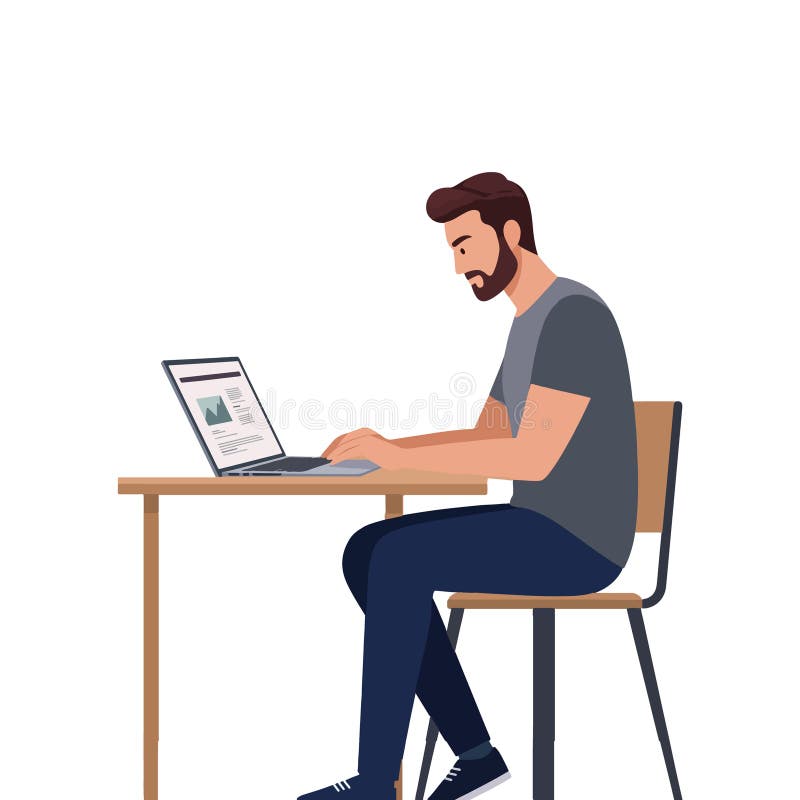 People Work Using on Computers, Laptops, Desktops Illustration Cartoon ...