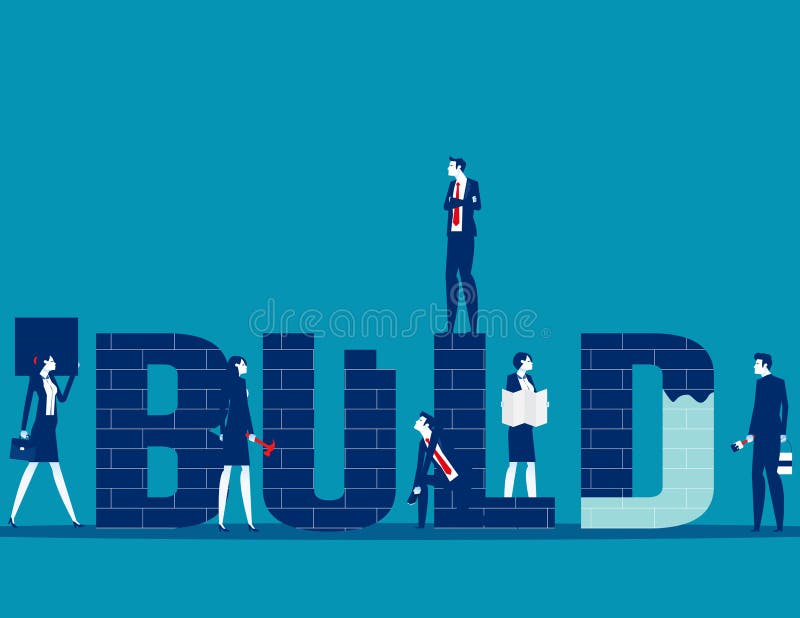 People are Working on Construction Around the Large Letters. BUILD ...