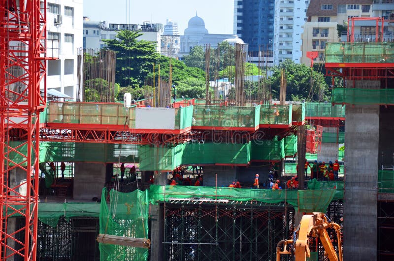 People Working on Construction Site at Bangkok Thailand Stock Photo ...