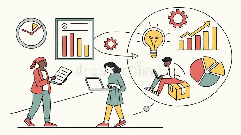 People Working on Data Analysis, Business Analytics and Teamwork Illustration Vector Design ...