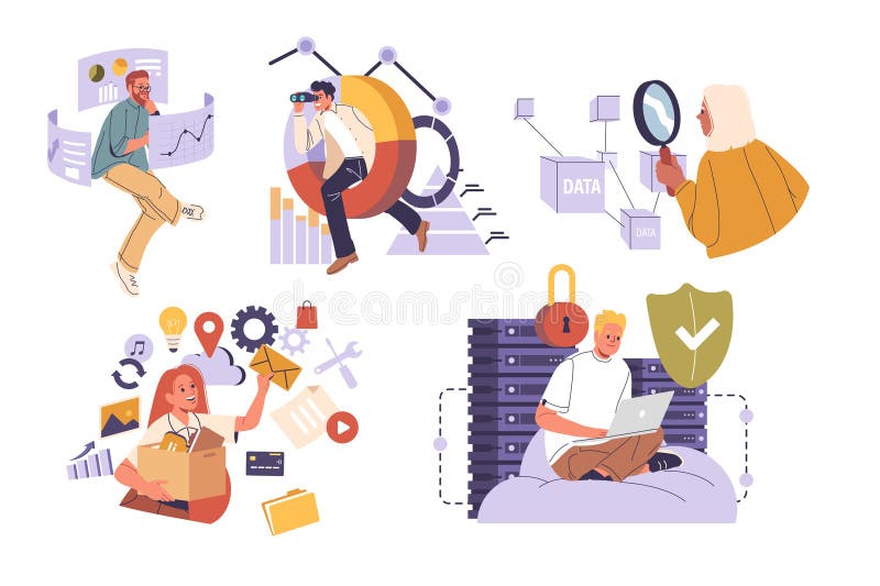 People Working with Data Analytics and Research Using Different Digital ...