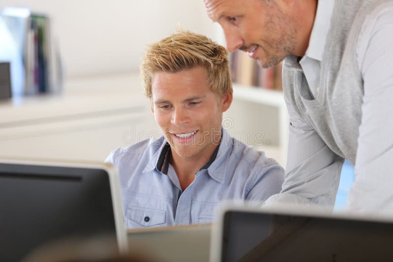 People Working on Desktop Computer Stock Photo - Image of background ...
