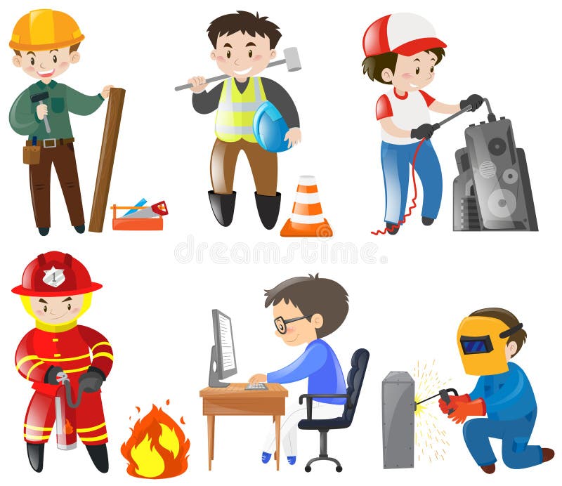 People Working Different Jobs Stock Vector - Illustration of adult ...