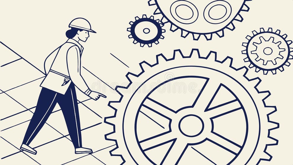 People Working with Gears, Teamwork and Industry, Engineering ...