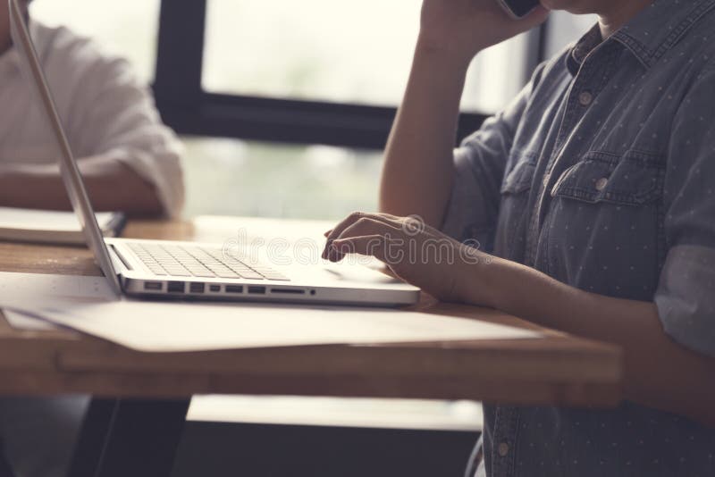 People Working with Laptop Computer Stock Image - Image of notebook ...
