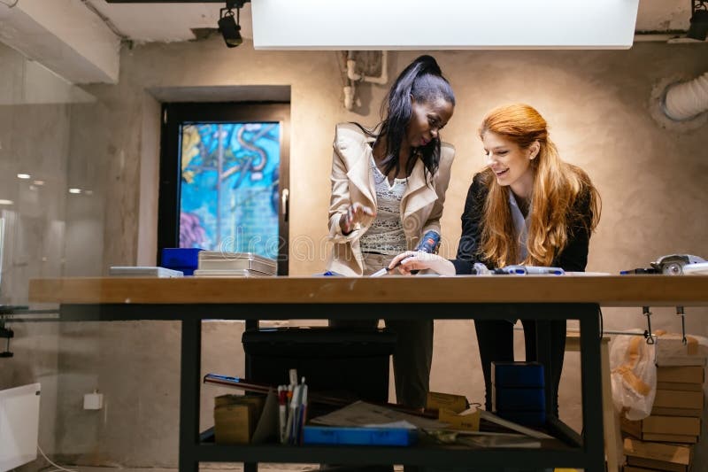 People Working in Modern Beautiful Workshop Stock Image - Image of ...