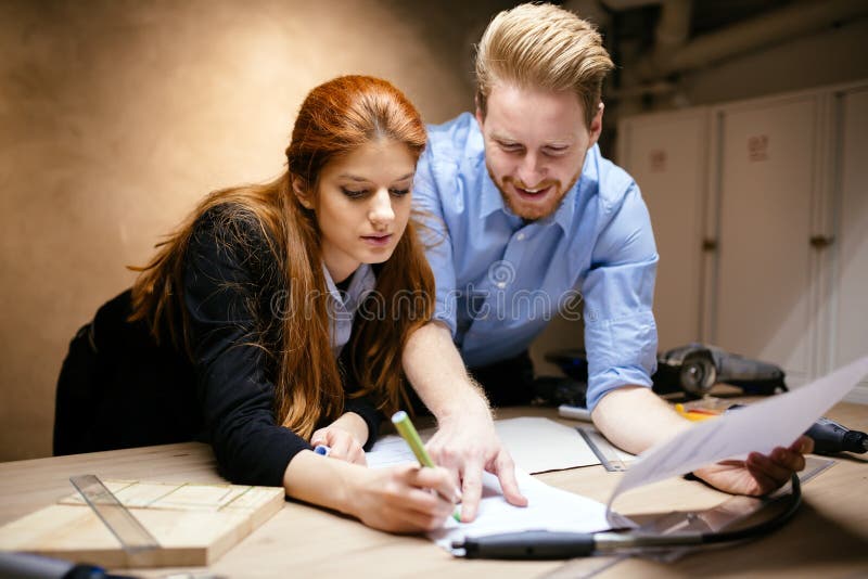 People Working in Modern Beautiful Workshop Stock Image - Image of ...
