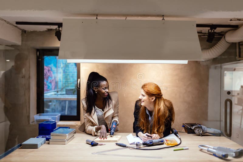 People Working in Modern Beautiful Workshop Stock Image - Image of ...