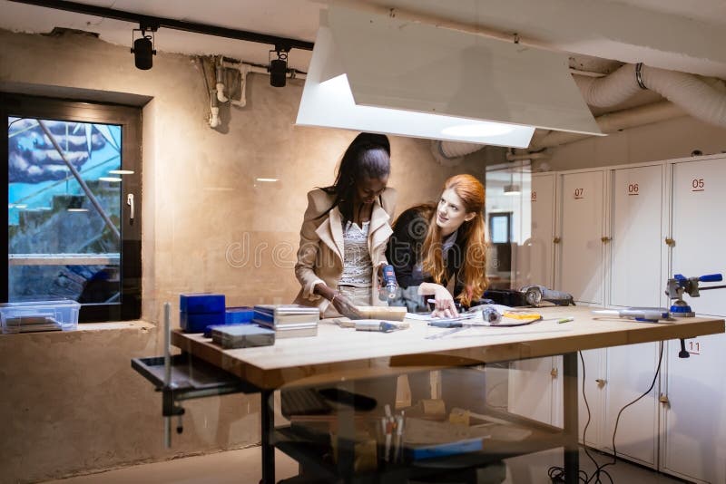 People Working in Modern Beautiful Workshop Stock Image - Image of ...