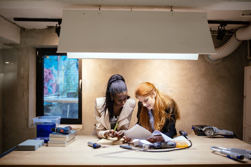 People Working in Modern Beautiful Workshop Stock Image - Image of ...