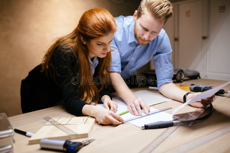 People Working in Modern Beautiful Workshop Stock Image - Image of ...