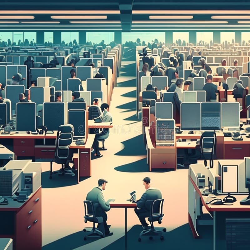 People Working in a Modern Office. 3d Rendering, 3d Illustration Stock ...