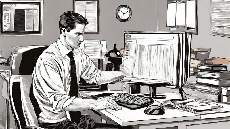 People Working in an Office in Front of a Computer Screen Stock ...