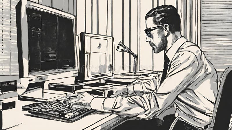 People Working in an Office in Front of a Computer Screen Stock ...