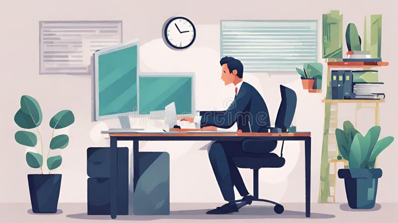 People Working in an Office in Front of a Computer Screen Stock ...