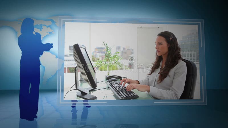 People Working in Offices with an Earth Image Courtesy of Nasa.org ...