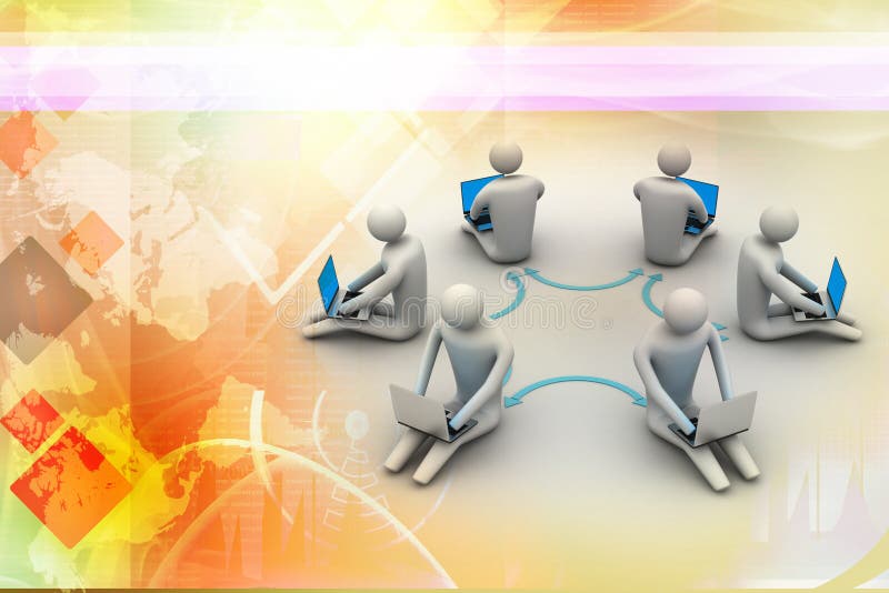 People Working Online on Laptop Stock Illustration - Illustration of ...