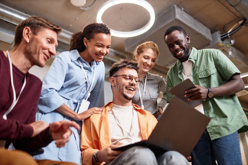 People Working with Online Project in Team Stock Image - Image of ...