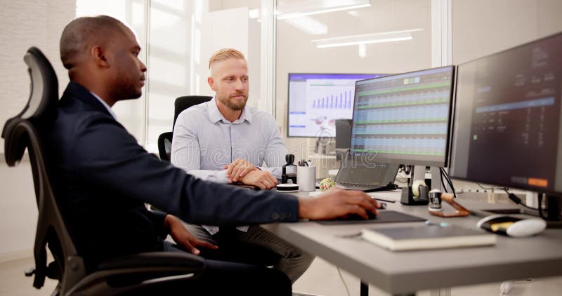 People Working with Spreadsheet Data Stock Photo - Image of business ...