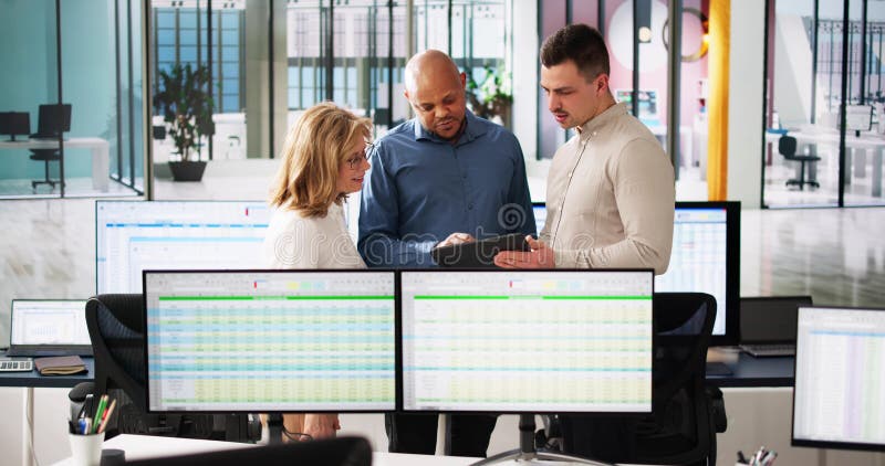 People Working with Spreadsheet Data Stock Image - Image of coworkers ...