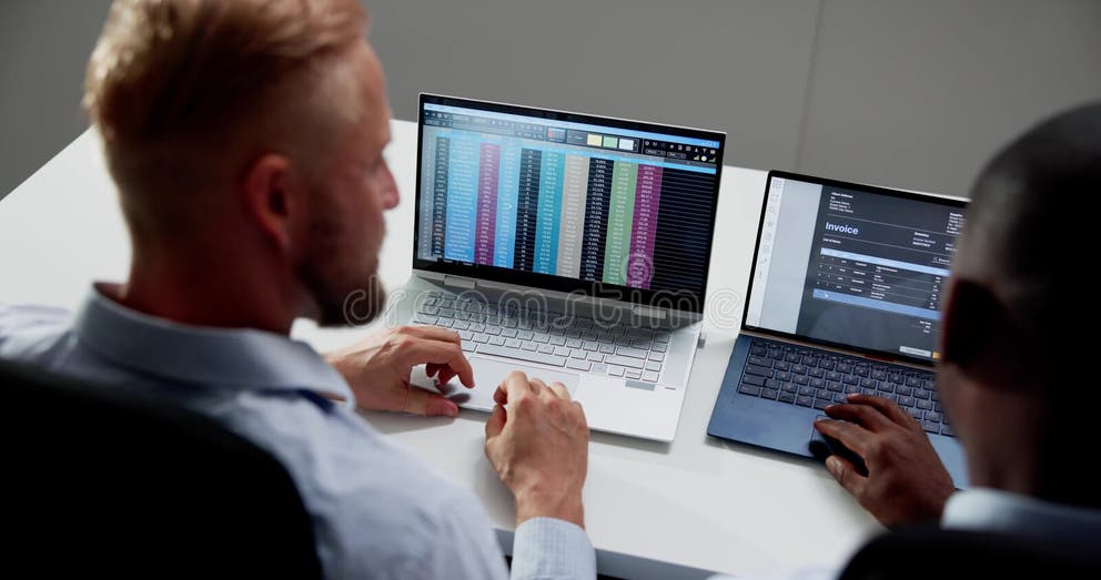 People Working with Spreadsheet Data Stock Image - Image of spreadsheet ...