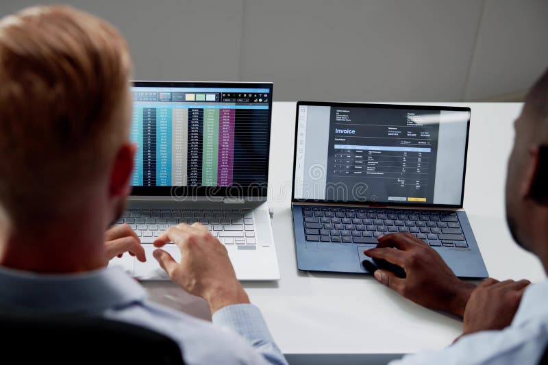 People Working with Spreadsheet Data Stock Photo - Image of american ...