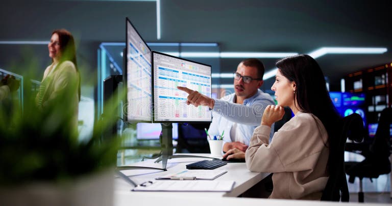 People Working with Spreadsheet Data Stock Photo - Image of clipboard ...