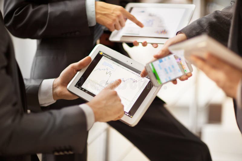 People Working with Tablet Computer. Stock Image - Image of information ...
