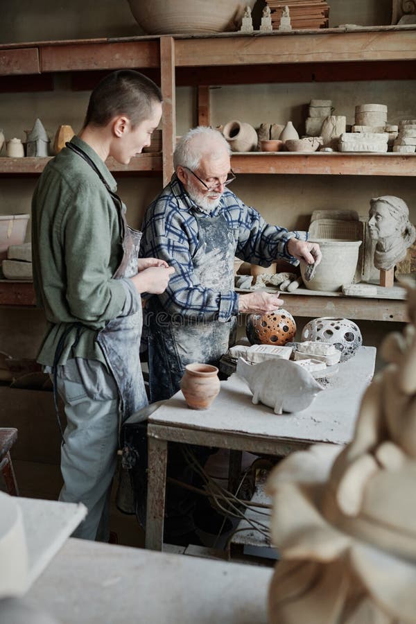 People Working in Team in Pottery Workshop Stock Image - Image of ...