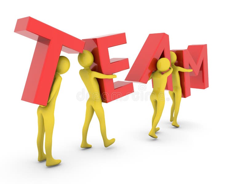 People Working Together Carrying Red Team Letters Stock Illustration ...