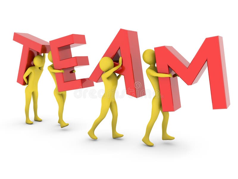 People Working Together Carrying Red Team Letters Stock Illustration ...