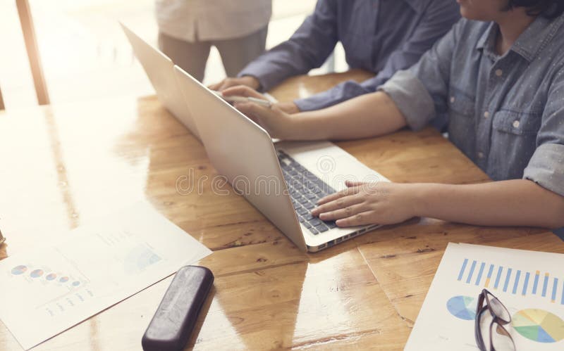 People Working Together with Laptop Computer Stock Image - Image of ...