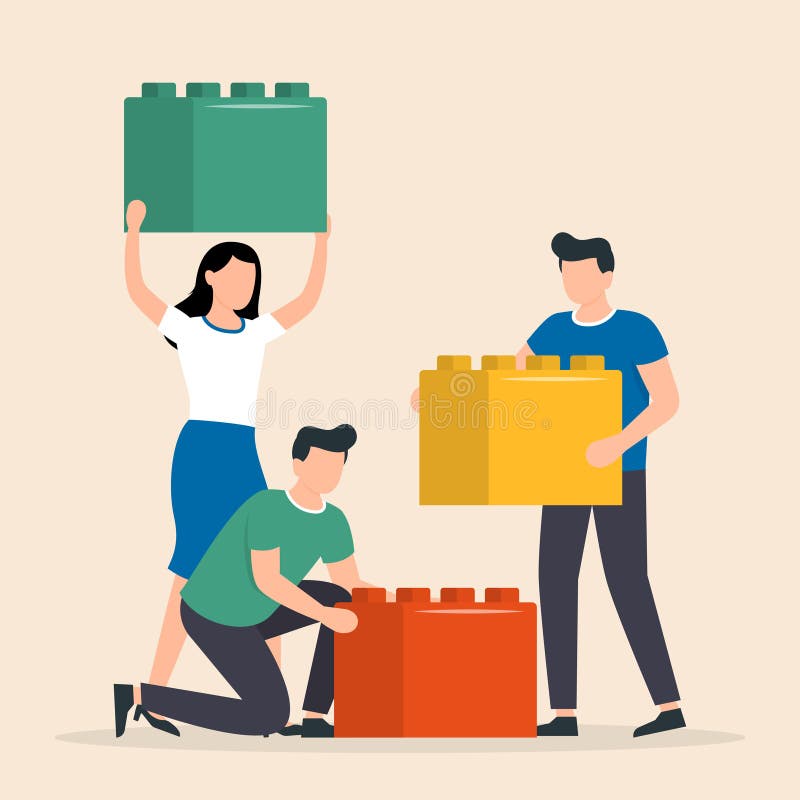 People Working Together To Connecting the Elements of the Blocks ...