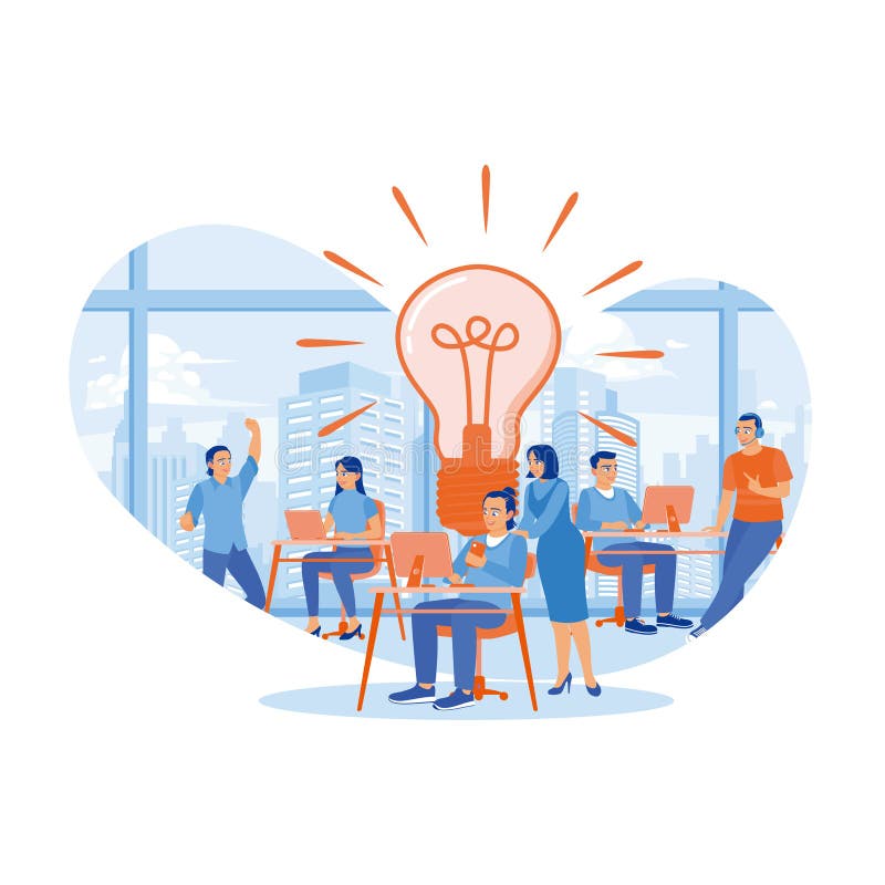 People Working Together on Work Projects. Looking for New Solution ...