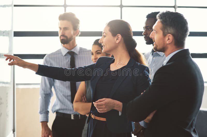 People, Workshop and Whiteboard in Office for Meeting, Question ...