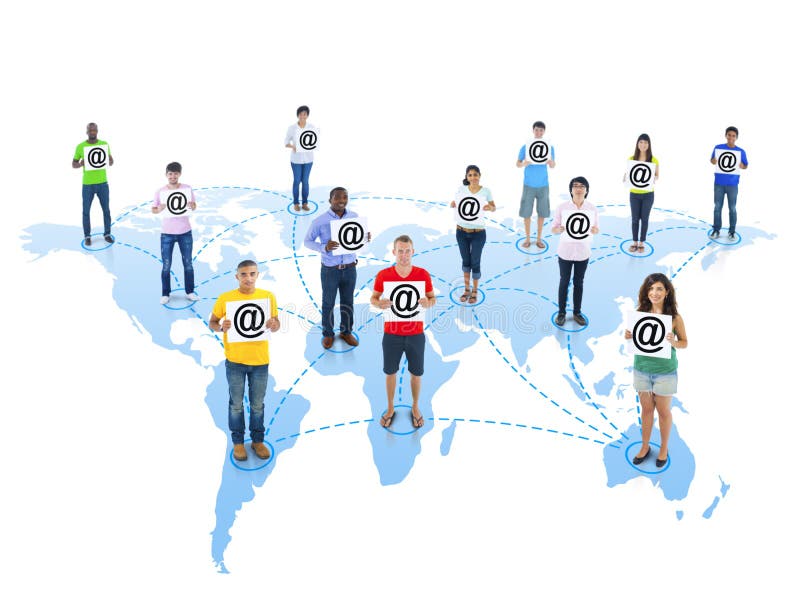 Multiethnic Group of People Holding Letter Email Stock Image - Image of ...