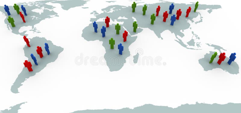 People on world map stock illustration. Illustration of concept - 21971594