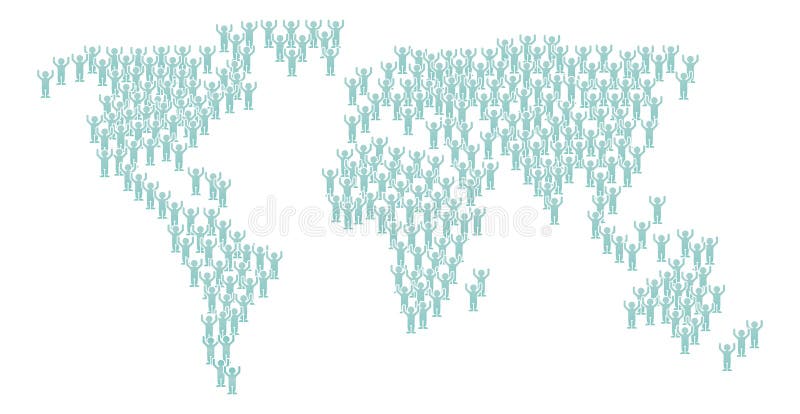 People Crowd Group World Map Stock Vector - Illustration of hands ...