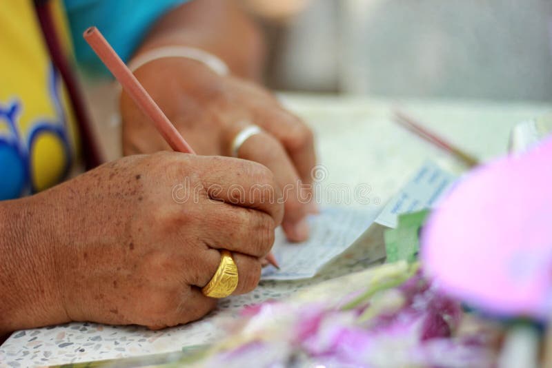 People are Writing with Pencil Stock Image - Image of horizontal ...