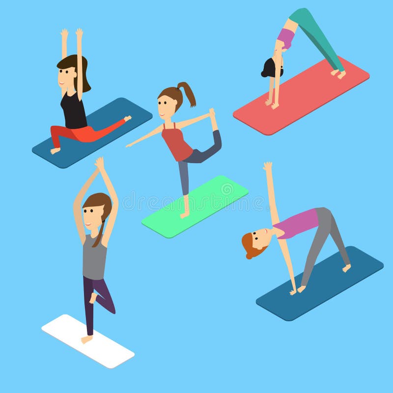 People in the Yoga Poses Isometric 3D Vector. Illustration EPS10 Stock ...