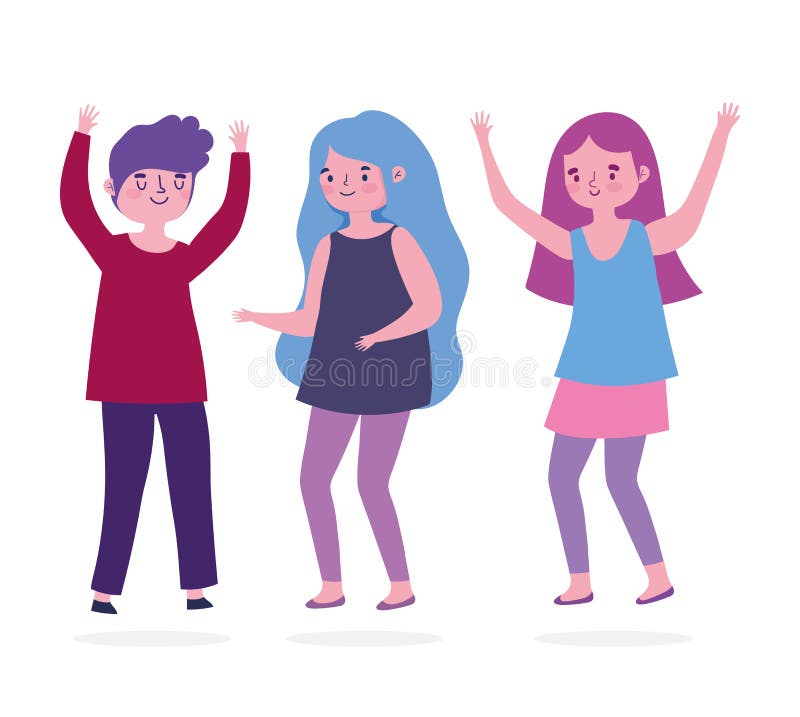 People Young Cartoon Character Celebrating Stock Vector - Illustration ...