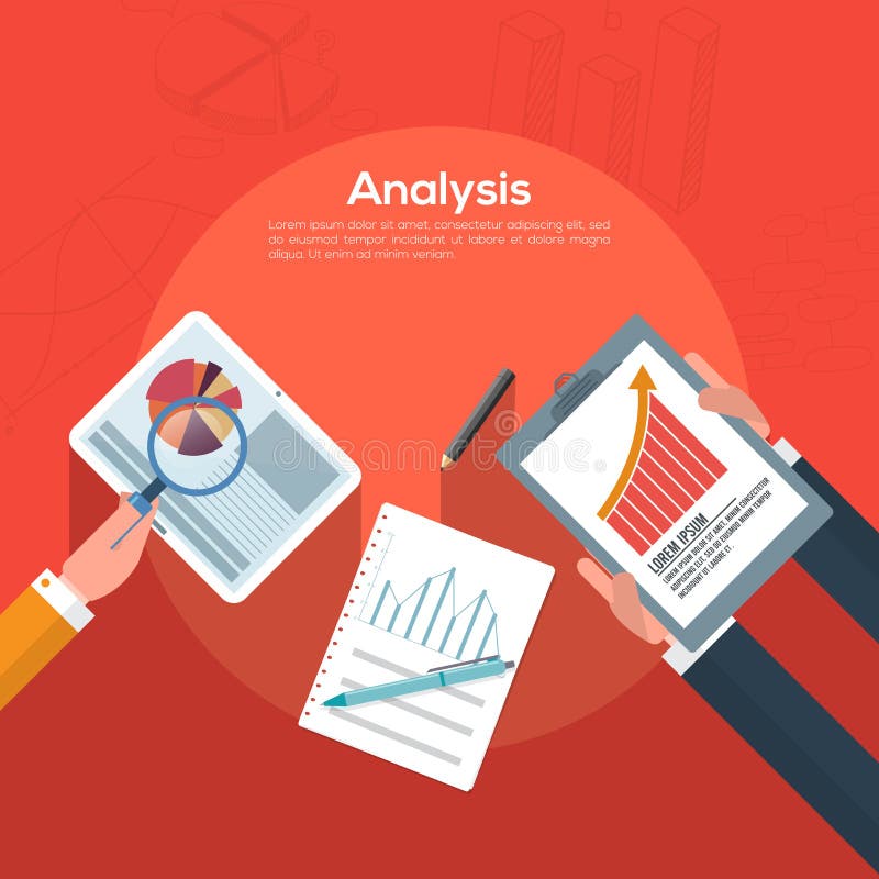 Peoples Analyzing Professional Graphs. Stock Illustration ...