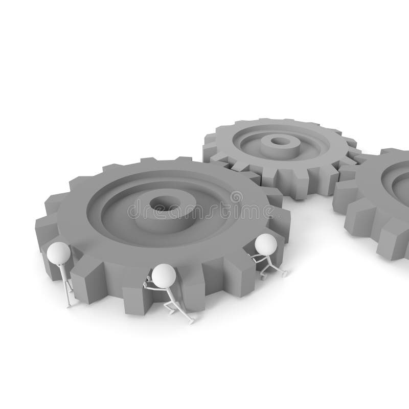 Peoples Driving the Machine with Teamwork Concept Stock Illustration ...