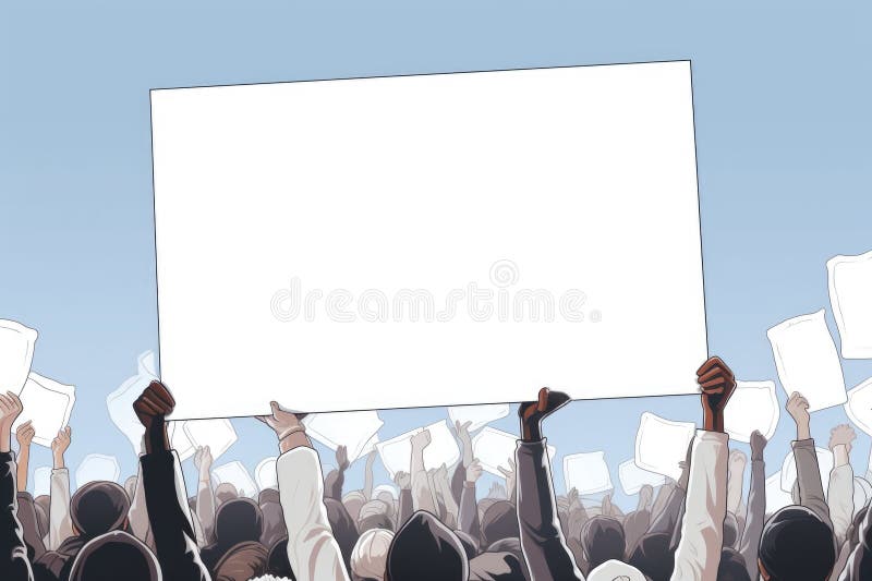 Peoples with Empty Placards and Posters in the Street Stock ...