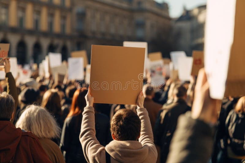 Peoples with Empty Placards and Posters in the Street Stock Image ...