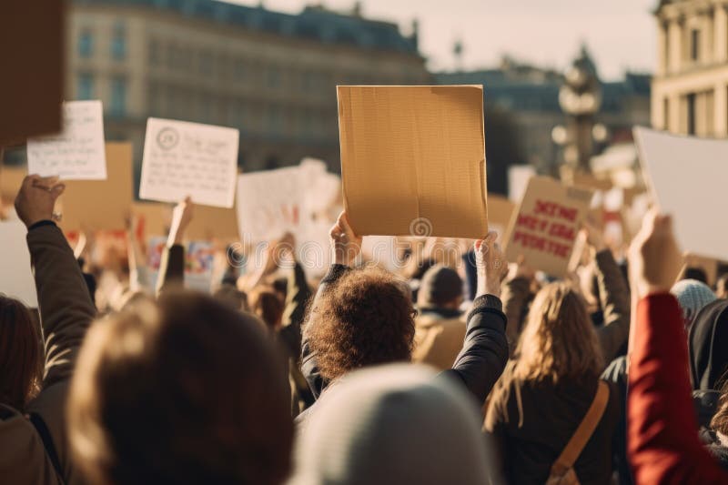 Peoples with Empty Placards and Posters in the Street Stock Image ...